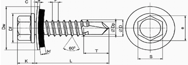 Standard Hex Washer Head Bi Metal Screws Self Drill Fastener DIN 7504 ...