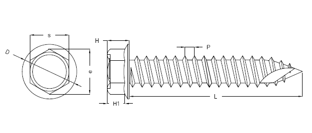 Stainless Steel Metal Screws Thread Cutting Hex Washer Head Type 17 Screw